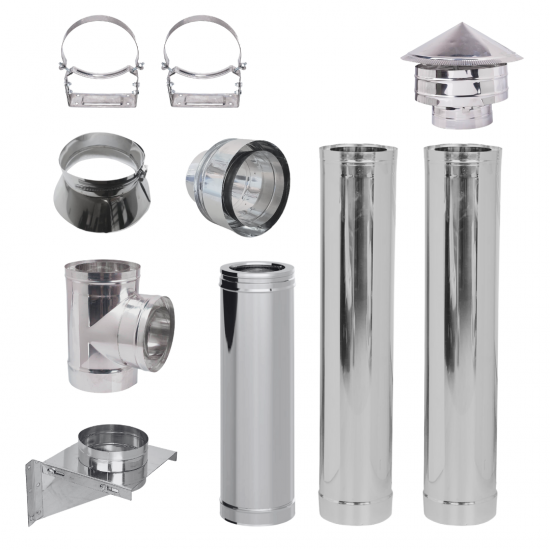 ᐉ Komplet dimnjaka za peć na pelete, Nehrđajući čelik, Izoliran, Ф100 ...